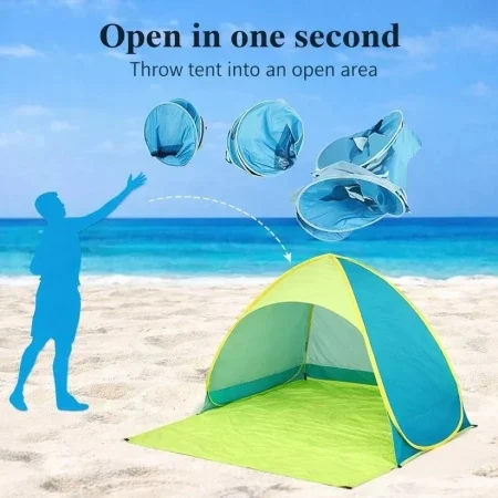 Kinder Home dečiji sklopivi šator sa uv zaštitom 50+ - lagan, sklopiv, za plažu i baštu, 165×150×110 cm ( GH-T-03 )