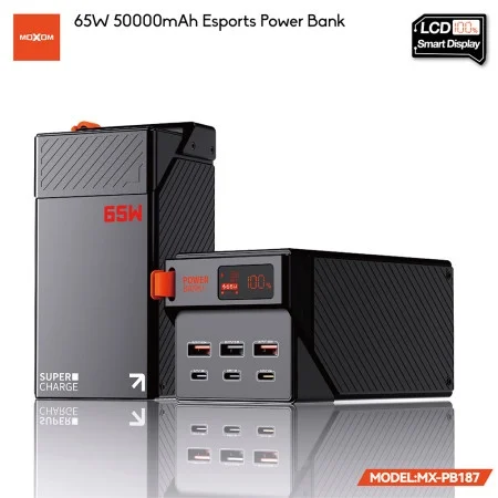 Moxom mx-pb187 esports high power fast charging 65w 50000mah Power bank 4a crni ( BAT9485 )