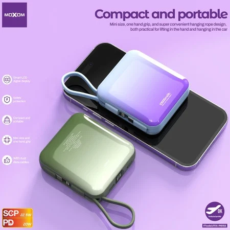 Moxom mx-pb155 fast 10000mah Power bank scp 22.5w qc18w+ pd20w 3a zeleni ( BAT9483 )