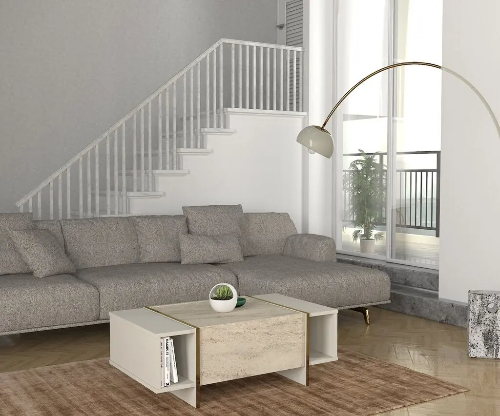 Hanah Home Klub sto Veyron, 103.8x37.3x60 cm, Bež