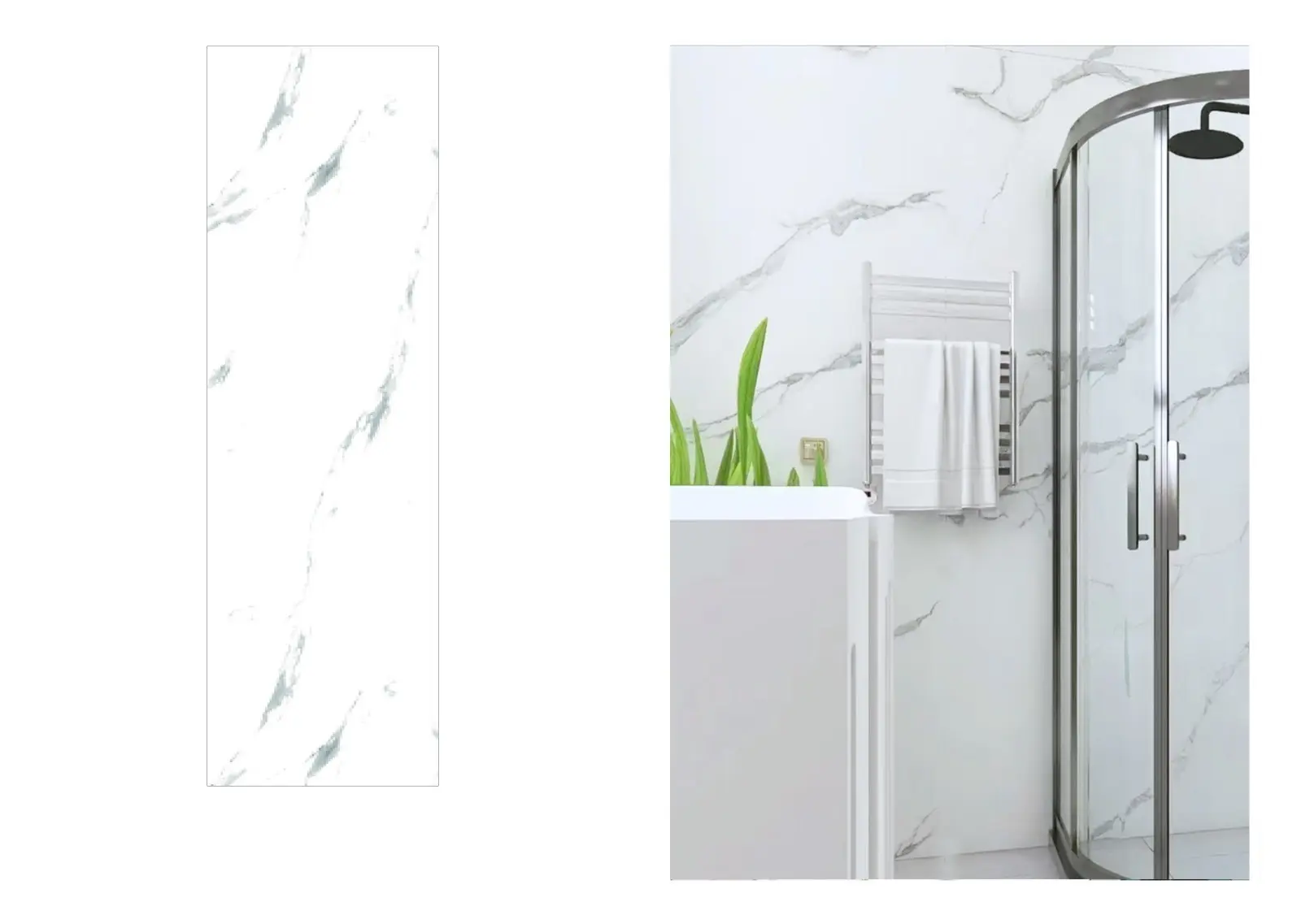Vinilis Zidni panel SPC, 260 x 60 cm, Beli mermer