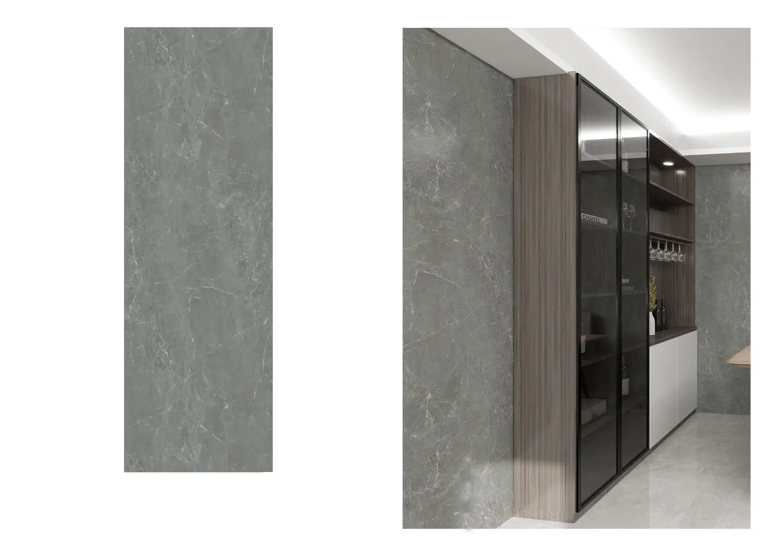 Vinilis Zidni panel SPC, 260 x 60 cm, Sivi mermer