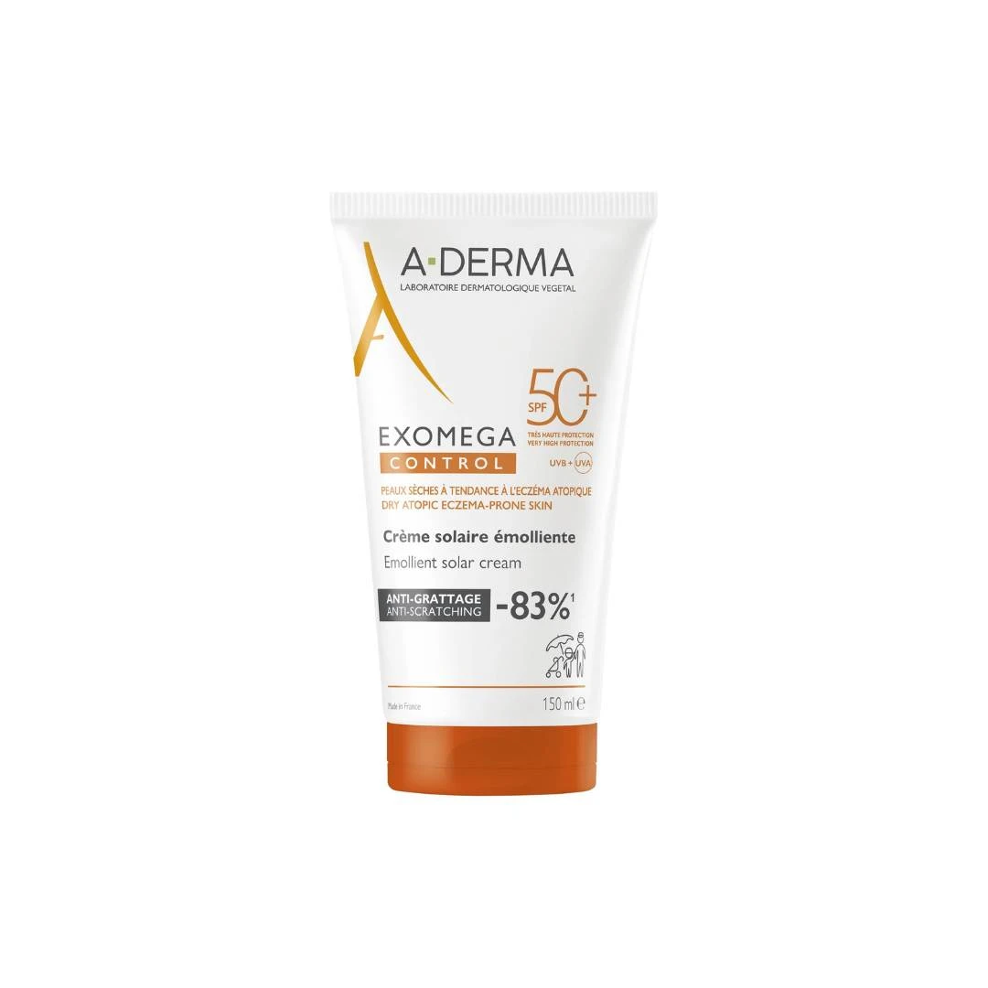 A-DERMA EXOMEGA Control Krema za Zaštitu od Sunca SPF50+ za Suvu, Osetljivu i Atopičnu Kožu 150 mL