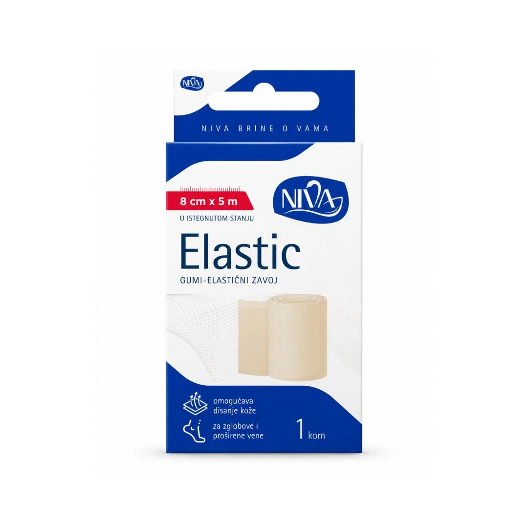 NIVA Beli Elastični Gumeni Zavoj 8x5