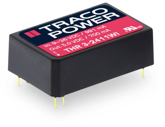 TracoPower THR 3-4823WI DC/DC napajanje – ispravljac za stampanu plocu 5 V/DC 24 V/DC 100 mA 3 W Broj izlaza: 2 x.