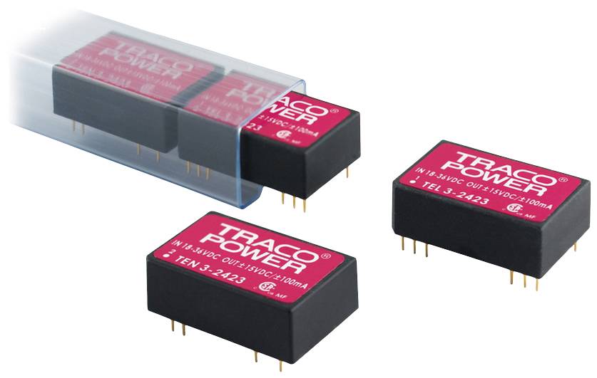 TracoPower TEN 3-2422 DC/DC napajanje – ispravljac za stampanu plocu 24 V/DC 12 V/DC, -12 V/DC 125 mA 3 W Broj izlaza: 2 x.