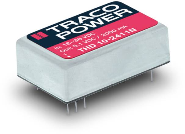 TracoPower THD 10-2411N DC/DC napajanje – ispravljac za stampanu plocu 24 V/DC 5.1 V/DC 2 A 10 W Broj izlaza: 1 x.