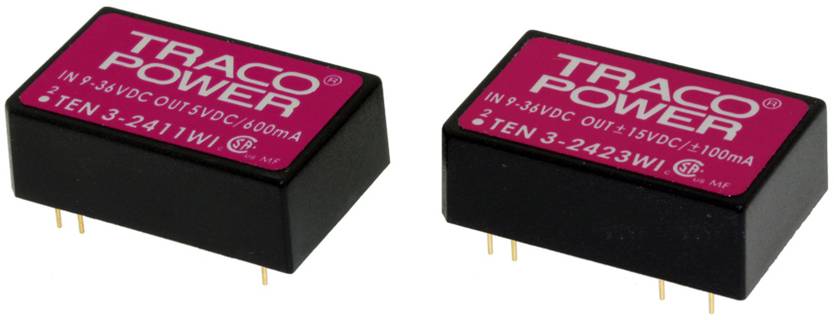 TracoPower TEN 3-2422WI DC/DC napajanje – ispravljac za stampanu plocu 24 V/DC 12 V/DC, -12 V/DC 125 mA 3 W Broj izlaza: 2 x.