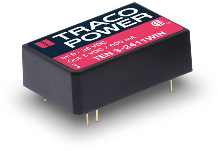 TracoPower TEN 3-2411WIN-HI DC/DC napajanje – ispravljac za stampanu plocu 24 V/DC 5 V/DC 600 mA 3 W Broj izlaza: 1 x.