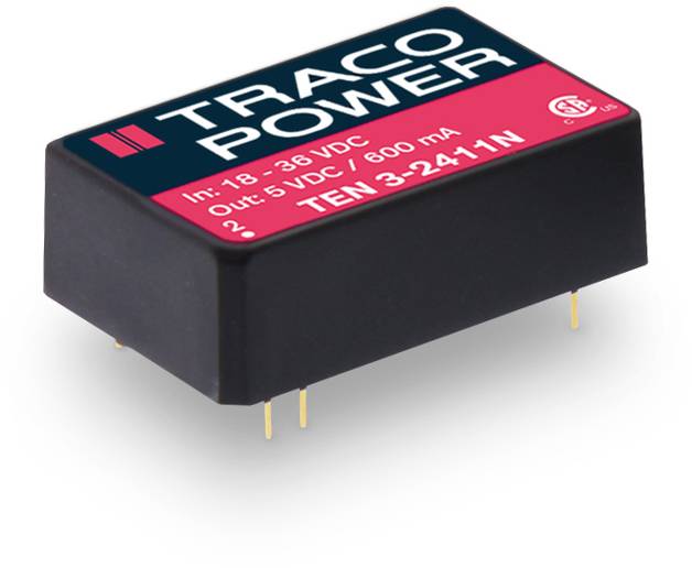 TracoPower TEN 3-0511N-HI DC/DC napajanje – ispravljac za stampanu plocu 5 V/DC 5 V/DC 500 mA 3 W Broj izlaza: 1 x.