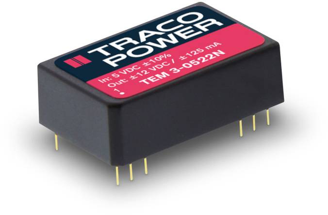 TracoPower TEM 3-2423N DC/DC napajanje – ispravljac za stampanu plocu 24 V/DC 15 V/DC, -15 V/DC 100 mA 3 W Broj izlaza: 2 x.