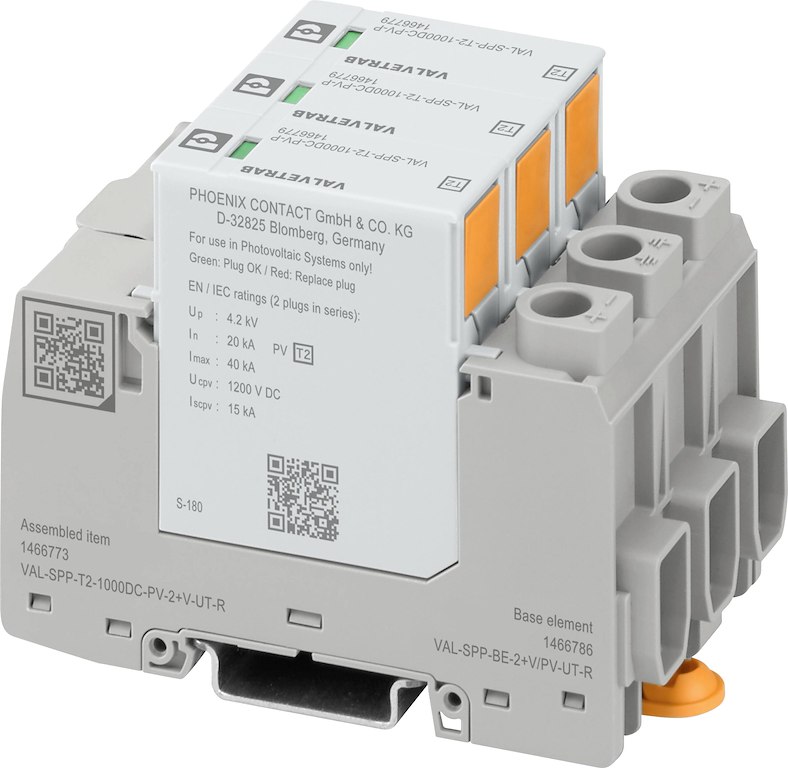 Phoenix Contact 1466773 VAL-SPP-T2-1000DC-PV-2+V-UT-R odvodnik prenapona Zastita od prenapona za: razvodni orman 40 kA 1 kom.
