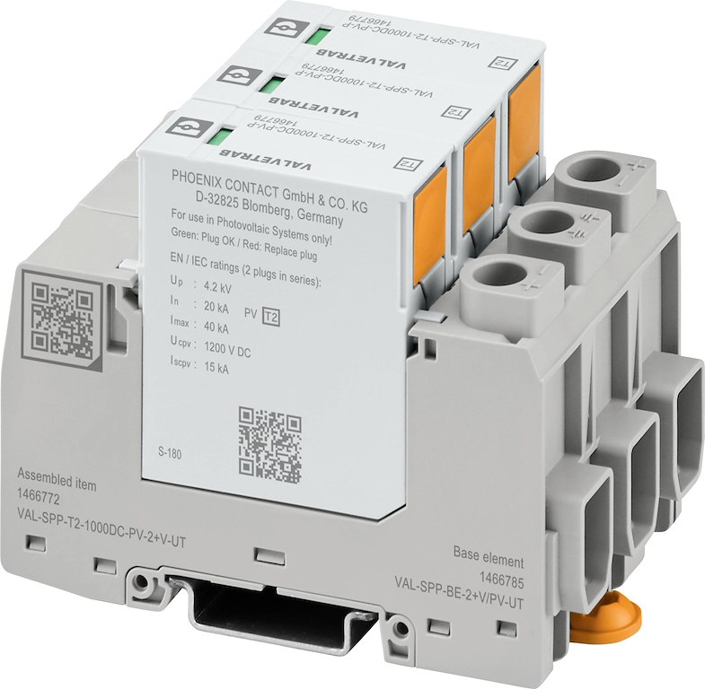Phoenix Contact 1466772 VAL-SPP-T2-1000DC-PV-2+V-UT odvodnik prenapona Zastita od prenapona za: razvodni orman 40 kA 1 kom.