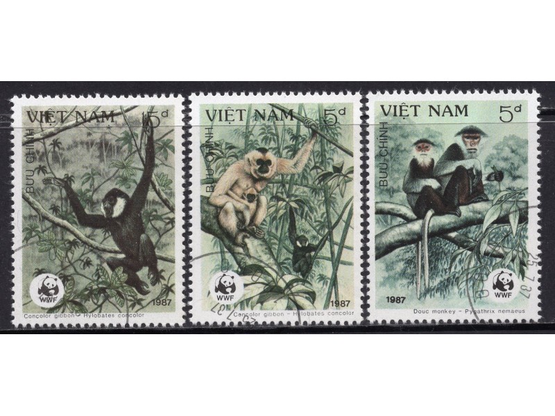 066 - Vijetnam - Fauna - Majmuni - Žigosane marke