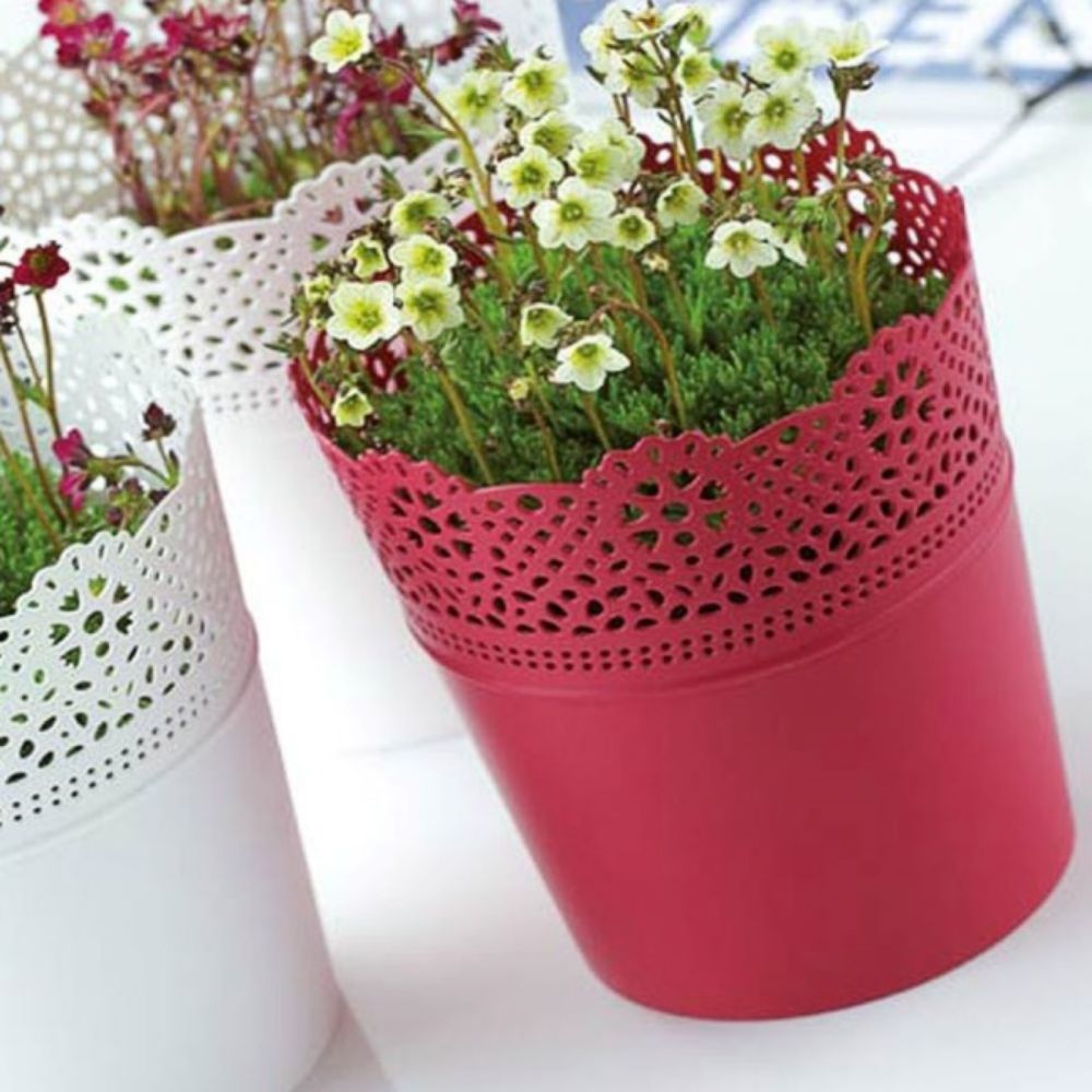 Saksija čipka lace okrugla fi 16cm ciklama