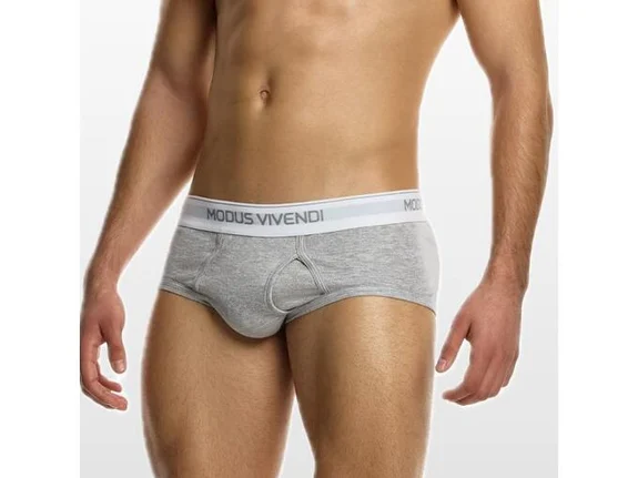 Modus Vivendi slip sa belim pojasom muški sivi - M