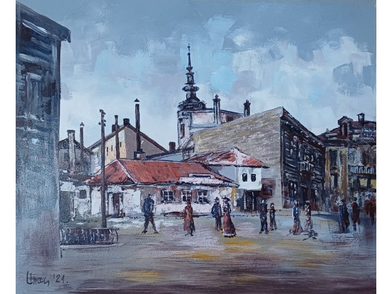 "STARI BEOGRAD"-ULJE NA LESONITU 50 X 60 CM