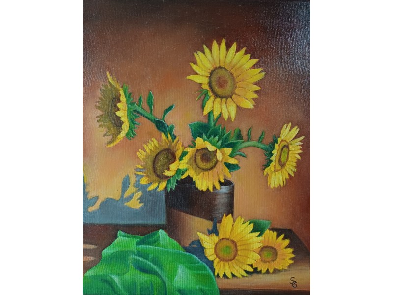 "SUNCOKRETI"ULJE NA PLATNU 50 X 40 CM