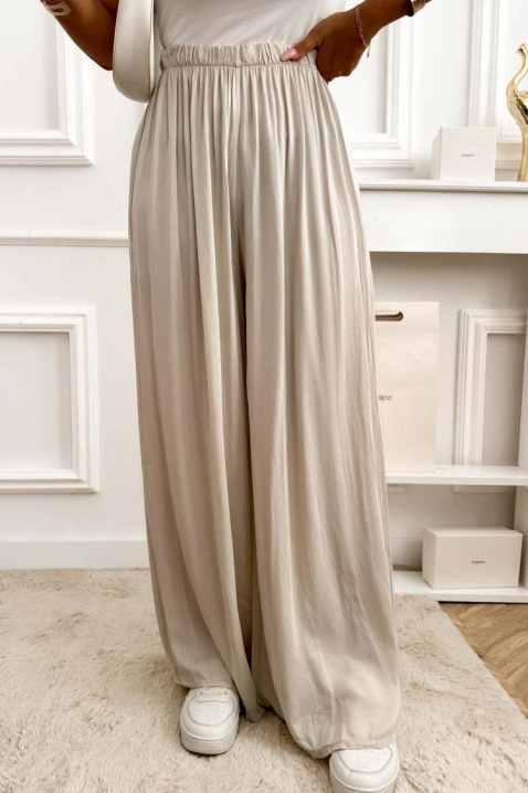 lagane ženske pantalone širokih nogavica sa visokim strukom KLODETA ECRU