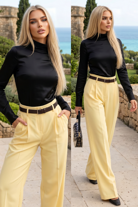 elegantne ženske pantalone visokog struka sa kaišem RIANA