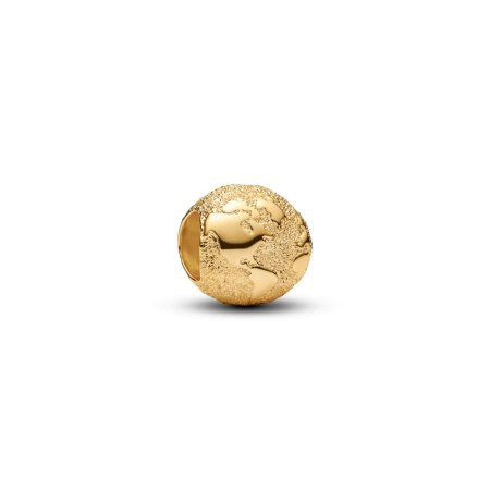 Mini privezak sa teksturom Globus od 14k pozlate