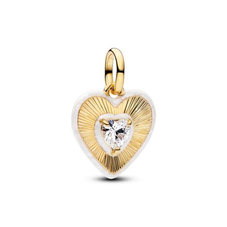 Medaljon Belo srce od 14k pozlate