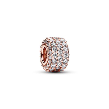 Privezak Trostruki pavé red od 14k roze pozlate