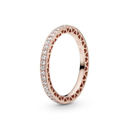 Prsten sa nizom utisnutih srca od 14k roze pozlate