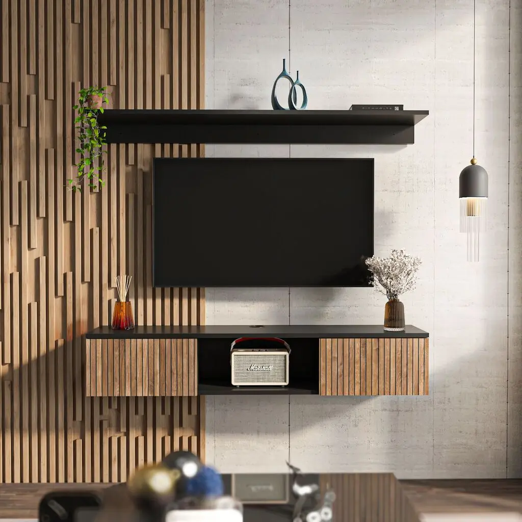 Hanah Home TV Komoda Elia, 140x25,6x32 cm, Crna
