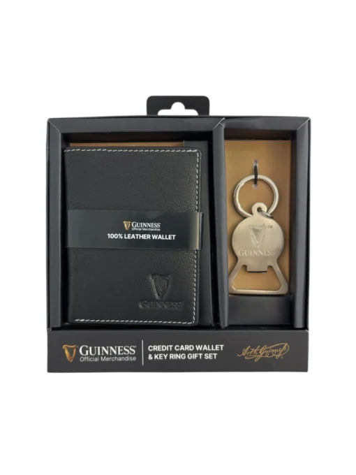 Gift box: kožna futrola za kartice 100×80 mm i otvarač za flaše JBGNGS 06 Guiness crna Guinness
