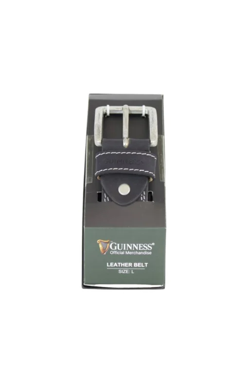 Kaiš muški kožni u poklon kutiji sa belim koncem BT01 Guiness L veličina crno-belo Guinness