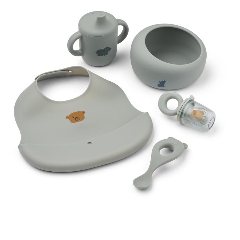 Liewood set za hranjenje 5pcs Mileah,Dove blue