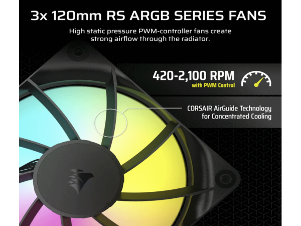 Kuler za CPU CORSAIR NAUTILUS 360/ARGB/360mm/triple fan/vodeno hladenje/crna (CW-9060093-WW)