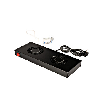 19"Vent.panel sa 2 ventilatora i analognim termost. 1U,crni
RAL9005 (crna)