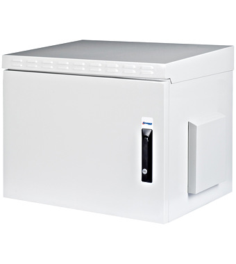 19"Naz.orm.IP55 9HU OUTDOOR/579x600x450 (VxŠxD),100kg,sivi
RAL7035 (svetlo siva), metalna vrata, IP55