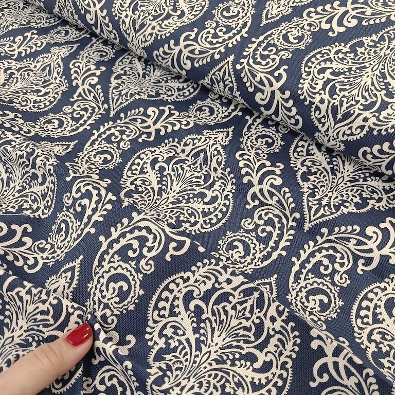 Dekor platno teget beli damask 180cm širina
