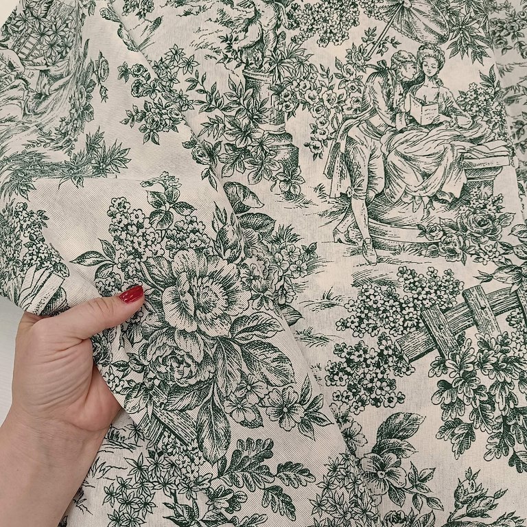 Dekor platno zelena romantika 280cm širina