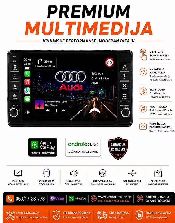 AUDI A4 ANDROID,CAR PLAY MULTIMEDIJA NAVIGACIJA TOUCH SCREEN 10 INCA