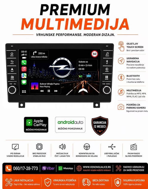 OPEL MULTIMEDIJA ANDROID,CAR PLAY NAVIGACIJA TOUCH SCREEN 10 INCA