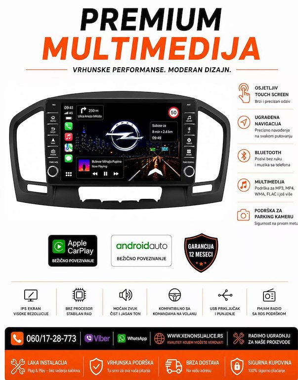 OPEL INSIGNIJA MULTIMEDIJA ANDROID,CAR PLAY NAVIGACIJA TOUCH SCREEN 10 INCA
