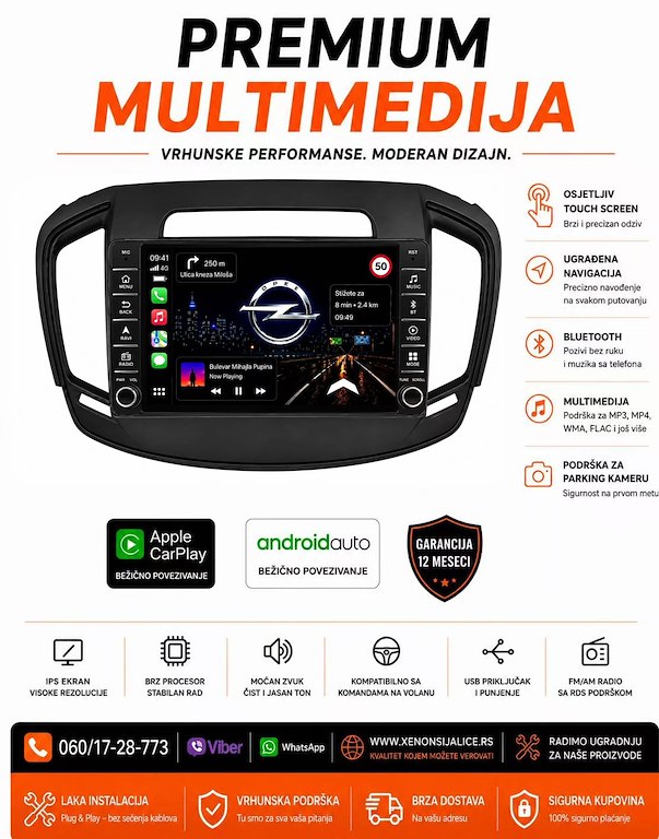 OPEL INSIGNIJA NOVI TIP MULTIMEDIJA ANDROID,CAR PLAY NAVIGACIJA TOUCH SCREEN 10 INCA
