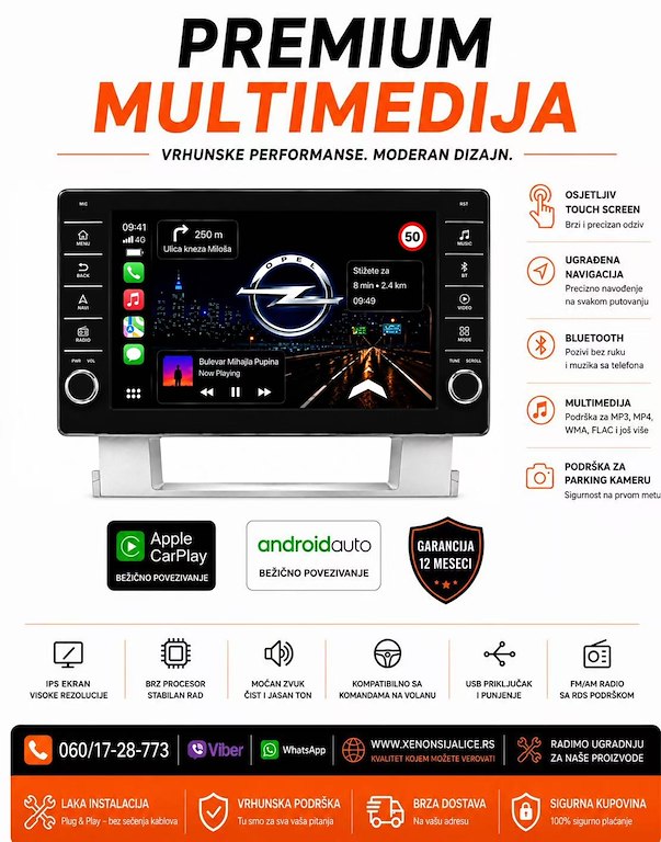 OPEL ASTRA J MULTIMEDIJA ANDROID,CAR PLAY NAVIGACIJA TOUCH SCREEN 10 INCA