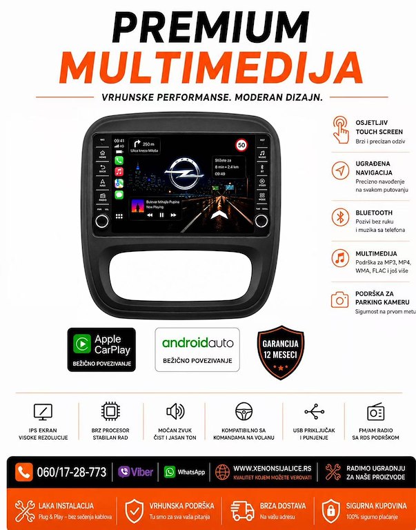 OPEL VIVARO MULTIMEDIJA ANDROID,CAR PLAY NAVIGACIJA TOUCH SCREEN 10 INCA