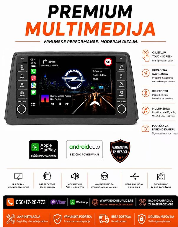 OPEL MOKKA MULTIMEDIJA ANDROID,CAR PLAY NAVIGACIJA TOUCH SCREEN 10 INCA