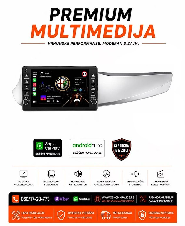 ALFA ROMEO GIULIETTA MULTIMEDIJA ANDROID,CAR PLAY NAVIGACIJA TOUCH SCREEN 10 INCA