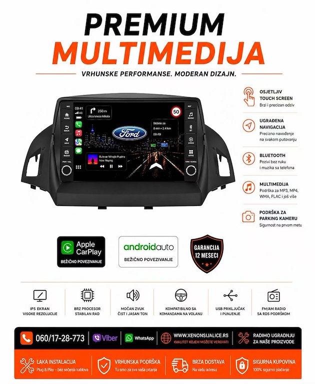 FORD KUGA MULTIMEDIJA ANDROID,CAR PLAY NAVIGACIJA TOUCH SCREEN 10 INCA