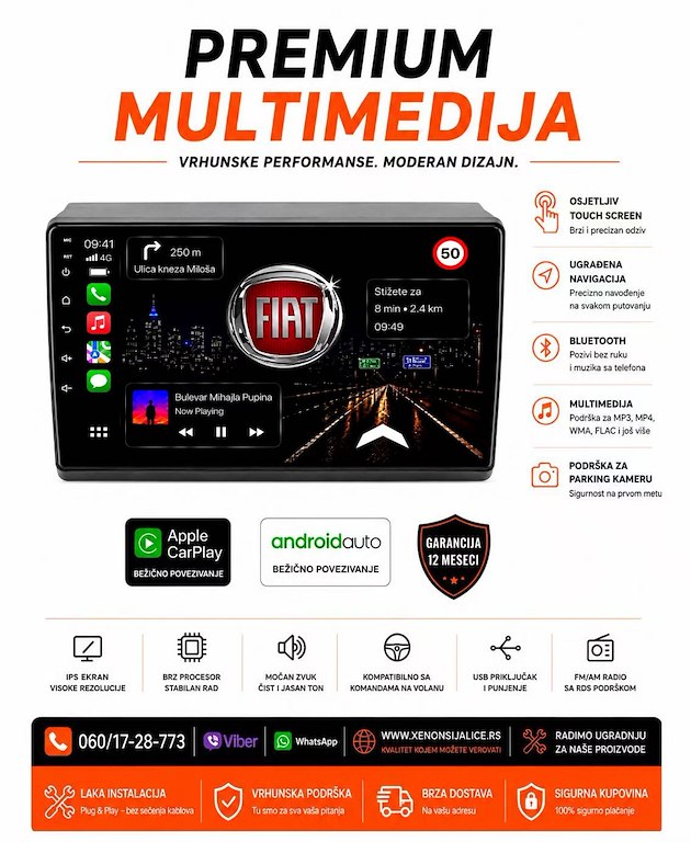 FIAT DUCATO MULTIMEDIJA ANDROID,CAR PLAY NAVIGACIJA TOUCH SCREEN 10 INCA