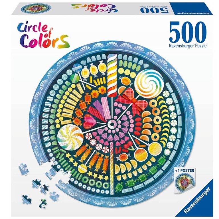 Ravensburger puzzle (slagalice) – 500pcs Krug boja – bombone RA17350