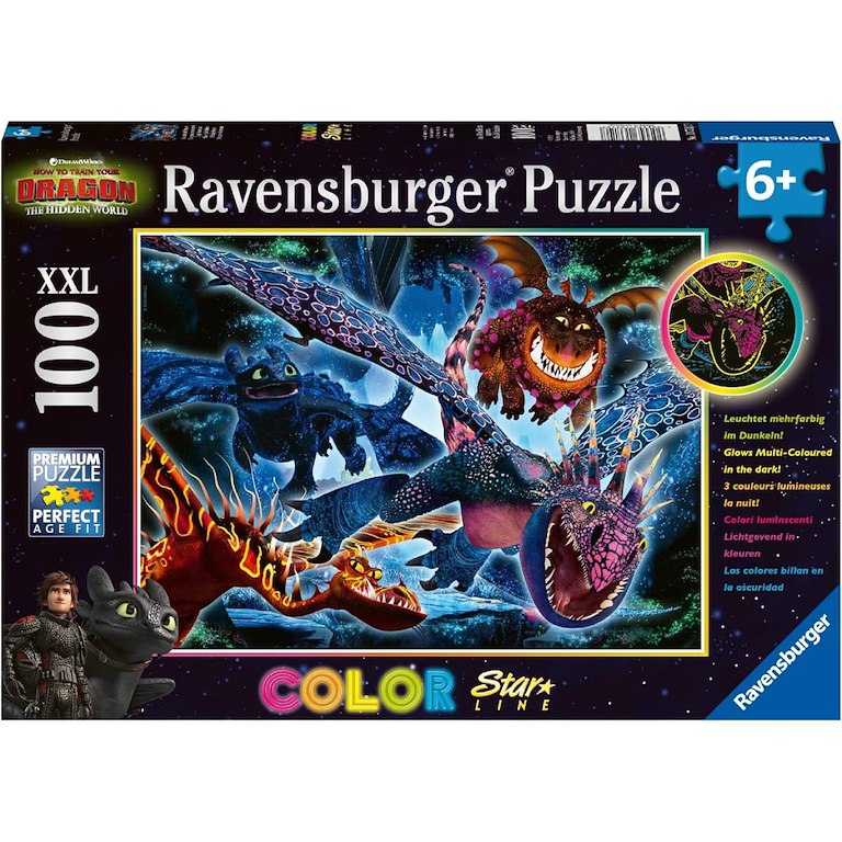 Ravensburger puzzle (slagalice) – 100XXL Svetleći zmajevi RA13710