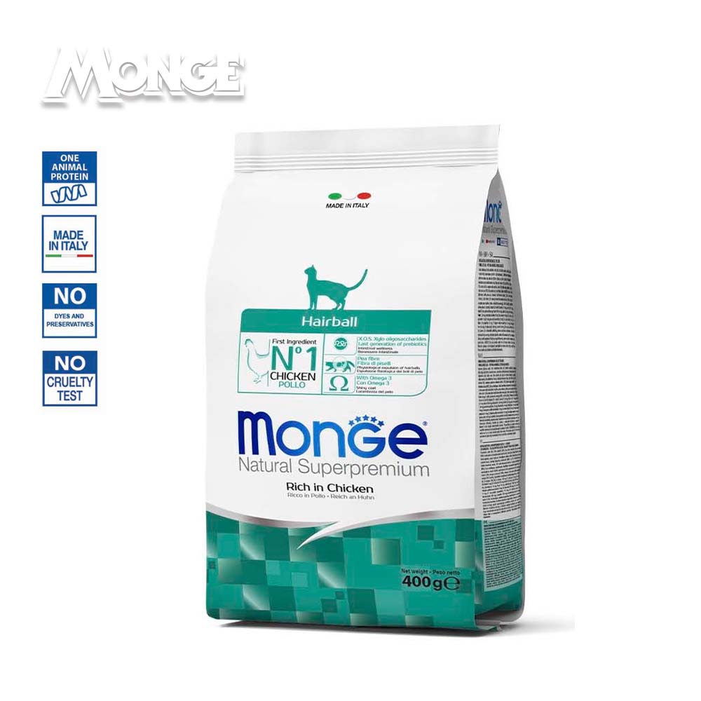 Monge Cat Hairball Piletina, Suva Hrana za Mačke - 1,5g